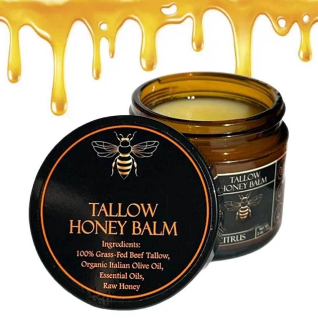 NEW ORGANIC GRASS-FED Beef Tallow Balm With Raw Honey Moisturizing ...