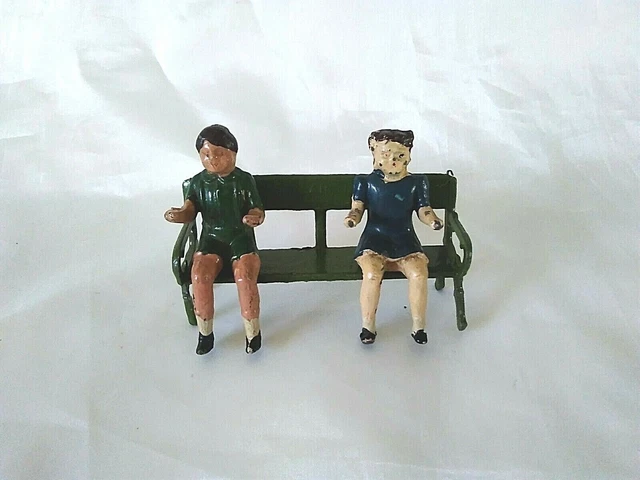 VINTAGE BRITAINS LEAD Bench #017 with 2 Seated Children 1930s? Park or ...