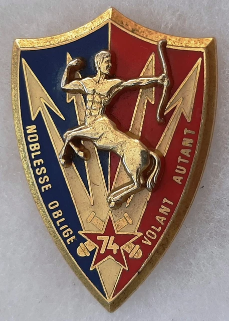 74° RA BADGE Badge with Motto Regiment Artillery ORIGINAL DELSART G ...