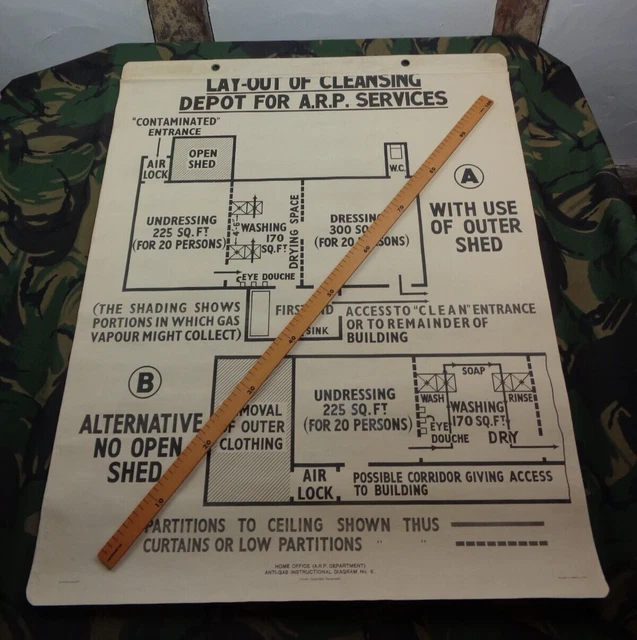 LARGE WW2 AIR RAID PRECAUTIONS (ARP) TRAINING WALL CHART (No. 6) 97cm x ...
