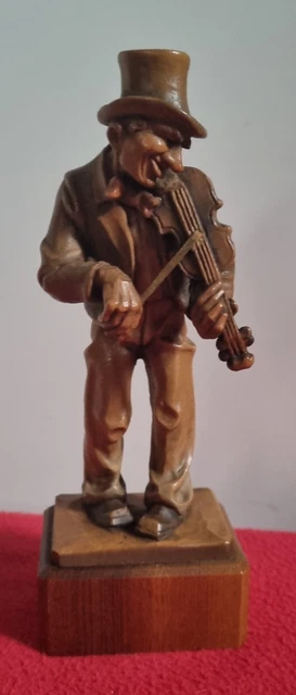 ANRI HOLZFIGUR HOLZSCHNITZEREI Musikant Geiger Mann Mit Geige Ca 18,5 ...