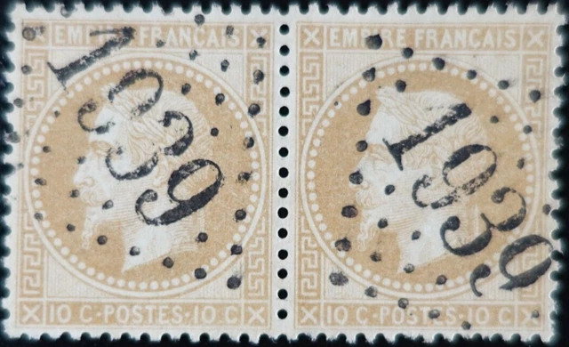 FRANCE TIMBRE NAPOLÉON N°28B BISTRE en PAIRE oblitéré LOSANGE GC 1939 LANDRECIES EUR 5,00 ...