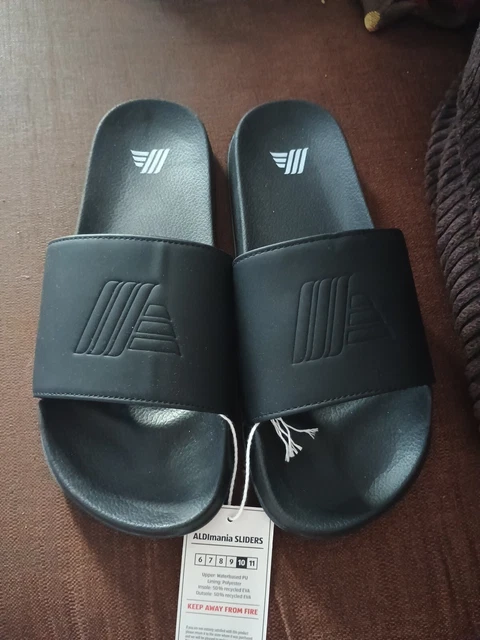 NEW 2024 ALDI Mania Mens Black Sliders / Sandals Size 10 - Bnwt £8.98 ...