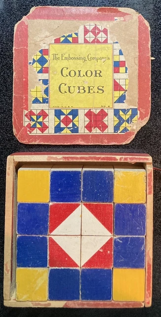 THE EMBOSSING COMPANY COLOR CUBES No 4 HANDPAINTED WOODEN PUZZLE GAME ...