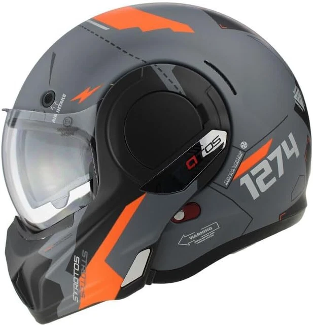VIPER F242 FLIP Over Front 180° Full Face Motorcycle Helmet Matt Grey ...