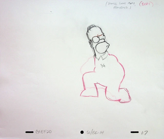 THE SIMPSONS PRODUCTION Animation Hand Drawn HOMER SIMPSON Pencil ...