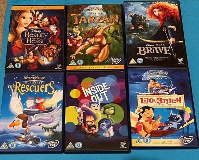 WALT DISNEY DVD Films - Brave-Tarzan-Rescuers-Inside Out-Lilo & Stitch ...