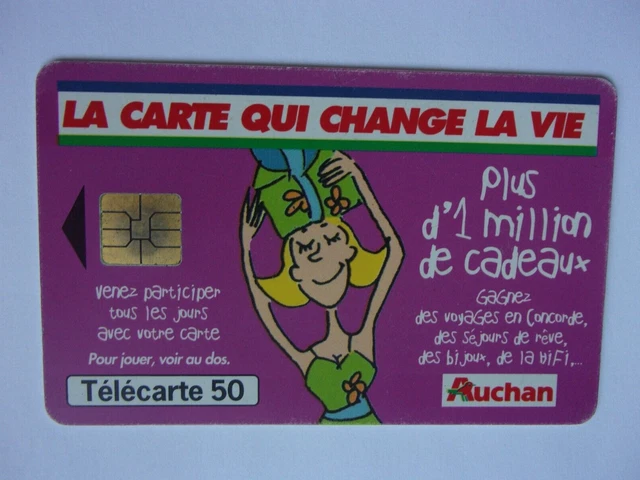 TELECARTE 50 CARTE Telephonique Auchan Double Numerotation Puce EUR 1 ...