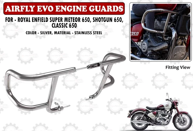 SILVER AIRFLY EVO Engine "Guards For Royal Enfield Shotgun 650 ...
