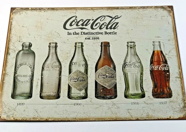 COCA-COLA TIN METAL Sign "In the Distinctive Bottle" Est. 1886 Coke ...