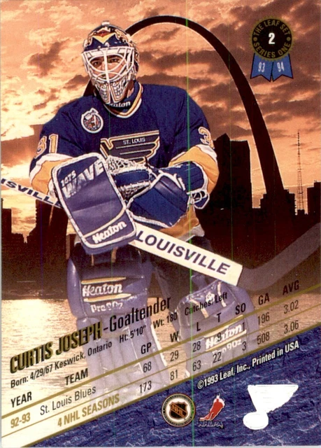 CARTE DE HOCKEY 1993-94 Leaf Curtis Joseph St. Louis Blues #2 LNH EUR 2 ...