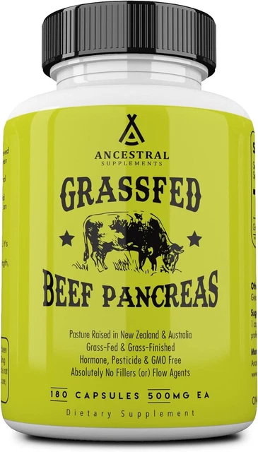 ANCESTRAL SUPPLEMENTS GRASS Fed Beef Pancreas Supplement, 500mg ...