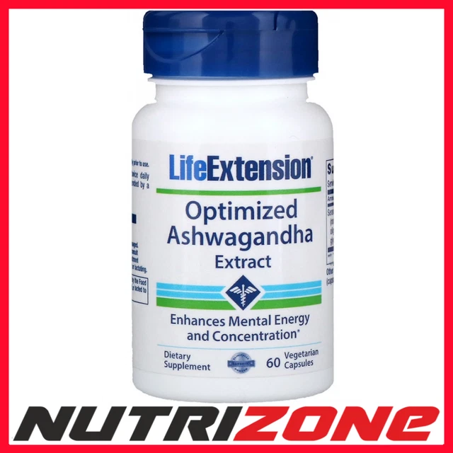LIFE EXTENSION OPTIMIZED Ashwagandha Extract Mental Focus Concentration ...