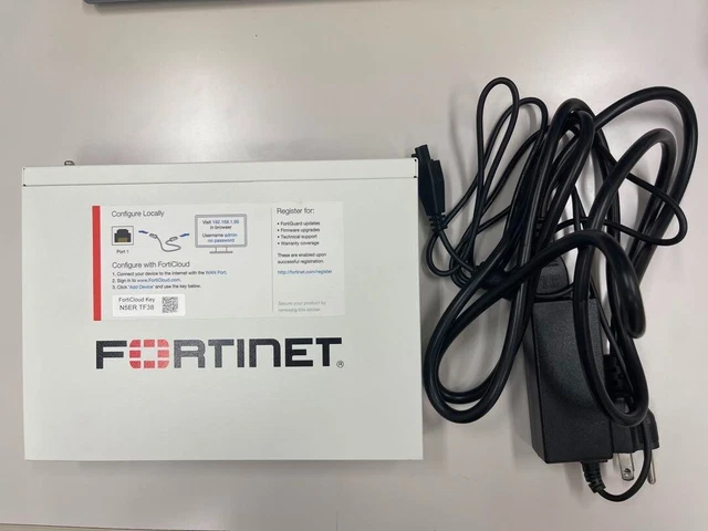 FORTINET FORTIGATE FG-60E Network Security Firewall with Adapter Used ...