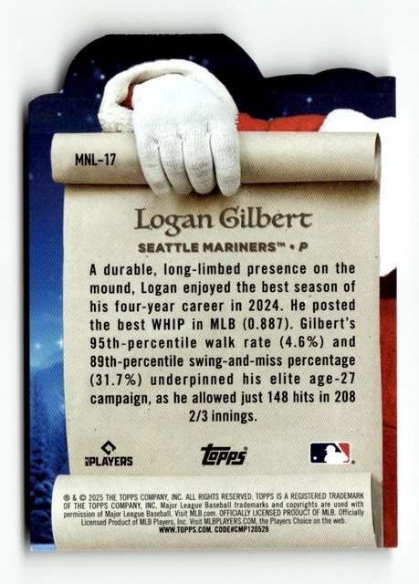 TOPPS SERIE 1 MLB Béisbol 2025 No. MNL-17 Logan Gilbert La Lista Bonita ...