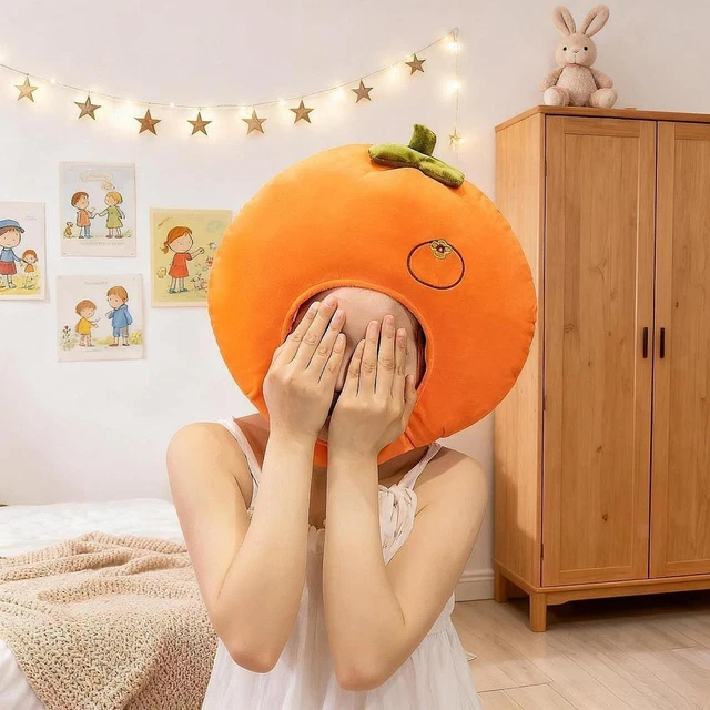 PERSIMMON PLUSH HAT Creative Warm Fruit Headgear Hat for Holiday Winter ...