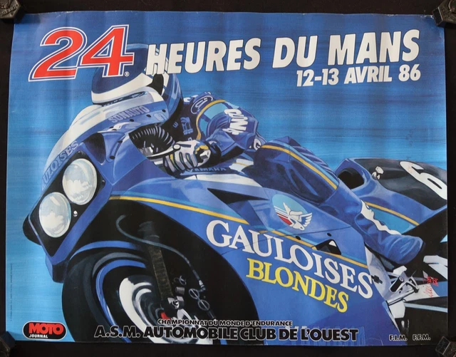 AFFICHE ORIGINALE 24 Heures du MANS 1986 moto ACO poster 37 EUR 20,00 ...