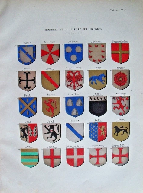 ARMOIRIES, BLASONS...3ÈME CROISADE 1190 ...Planche... 1842 EUR 15,00 ...