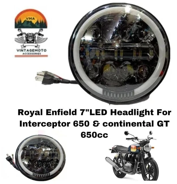 ROYAL ENFIELD 7'' LED Headlight For INTERCEPTOR 650 & Continental Gt ...