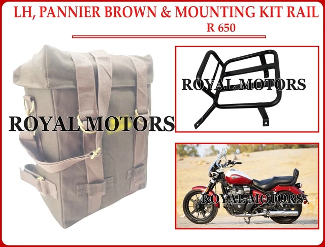 &LH, PANNIER BROWN & Mounting Rail Kit" Fit For Royal Enfield Super ...