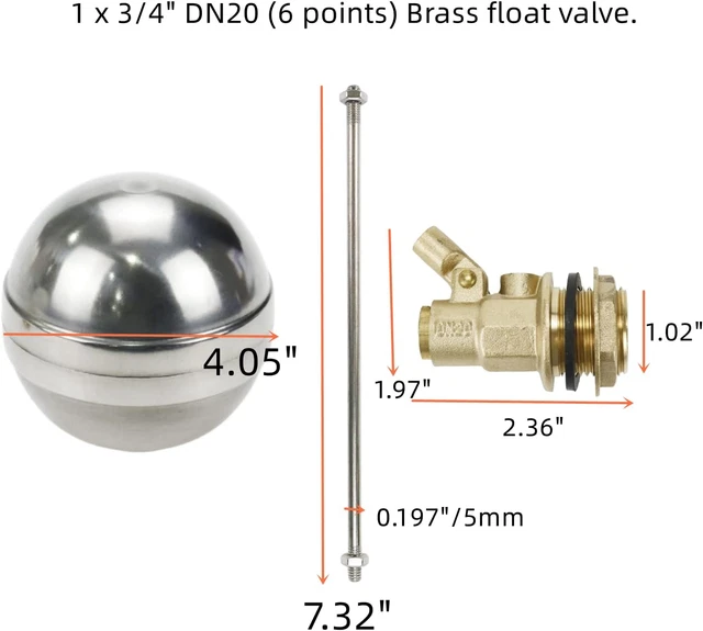 STAINLESS STEEL BRASS Float Valve Adjustable Male Thread Float , 1 x 3/ ...