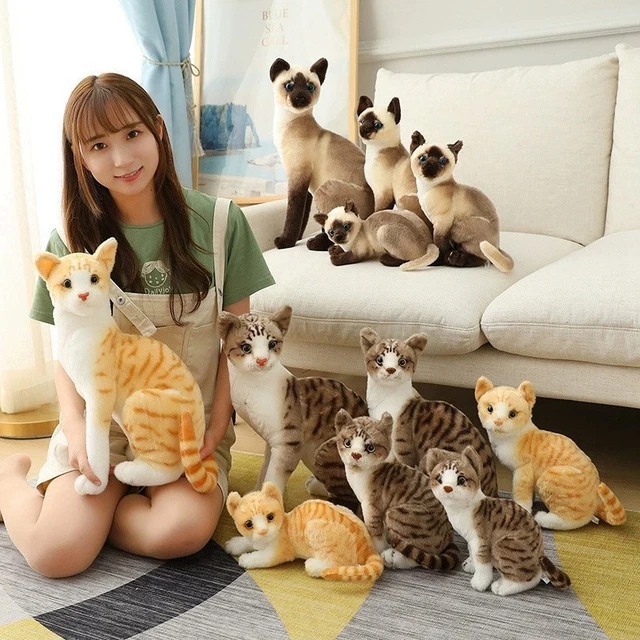 LIFELIKE CUTE REALISTIC Cat Plush Toy Stuffed Animal Dolls Gift (25 ...