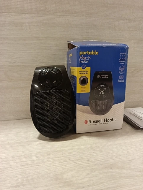 RUSSELL HOBBS RHPH2001B Portable Ceramic Plug Fan Heater with Timer ...