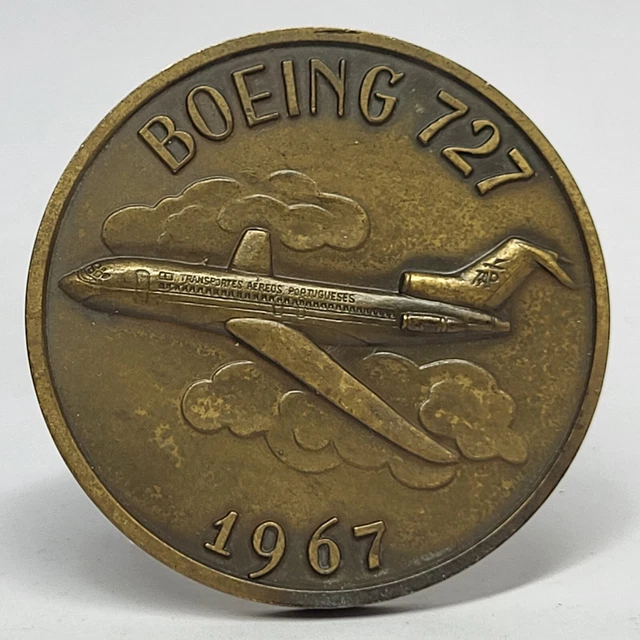 TAP AIR PORTUGAL Airline 1967 Airplane BOEING 727 Bronze Medal/ MAP £20 ...