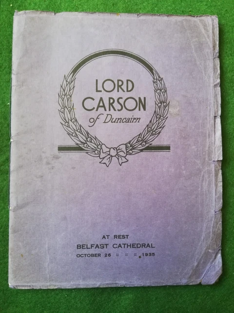 RARE LORD EDWARD Carson U.V.F Funeral 1935 Programme. £90.00 - PicClick UK