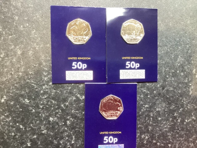 NEW DINOSAUR 50P Set Dated 2024. King Charles. Certified Brilliant ...