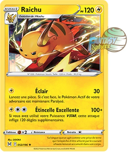 POKEMON 53/196 RAICHU Rare EB11 Epee et Bouclier 11 Origine Perdue VF ...