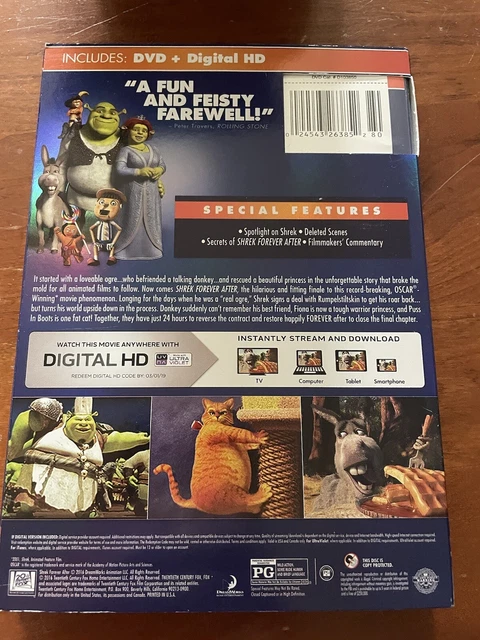 SHREK: FOREVER AFTER DVD Digital HD Dreamworks Rated PG Special ...