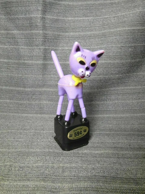 VINTAGE PUSH-UP PUPPET Purple Cat British DES RGN NO. 966700 Imperial ...