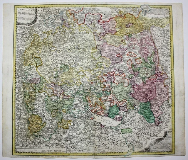 SWABIA BADEN WÜRTTEMBERG Bavaria Bodensee Stuttgart Homann Card Map ...