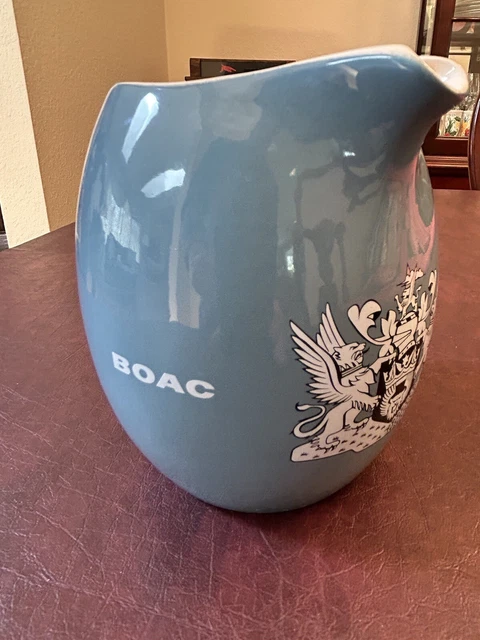 VINTAGE ‘60’S BOAC AIRLINE WADE CERAMIC BAR WATER JUG PITCHER BLUE/GREY ...
