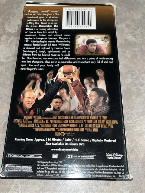 REMEMBER THE TITANS VHS 2001 Denzel Washington ***TESTED*** $2.75 ...