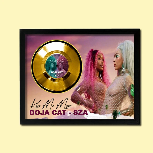 DOJA CAT - SZA - KISS ME MORE - FRAMED AND MOUNTED GOLD 45rpm 7" SINGLE ...