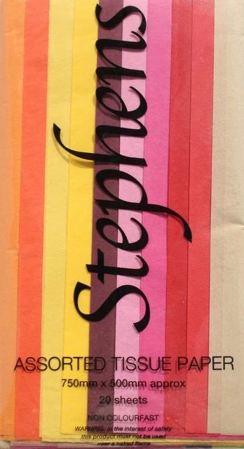 20X STEPHENS 29X19& Assorted TISSUE PAPER Multicolour Art Craft Wrap ...