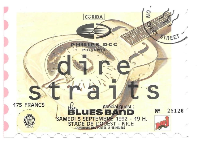RARE / TICKET Billet De Concert - Dire Straits : Live A Nice ( France ...