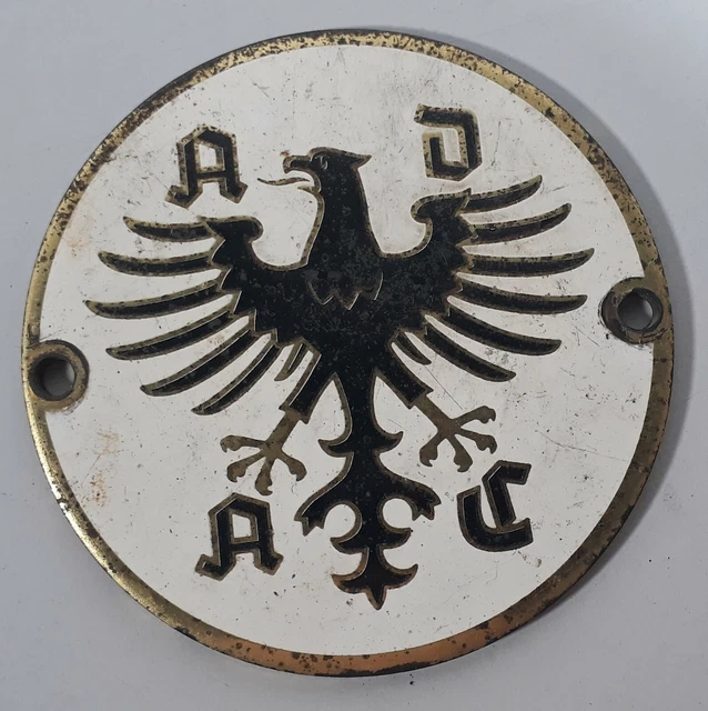 ALTE ADAC EMBLEM Plakette Messing emailliert mit Adler ø ca. 7cm , 76g ...