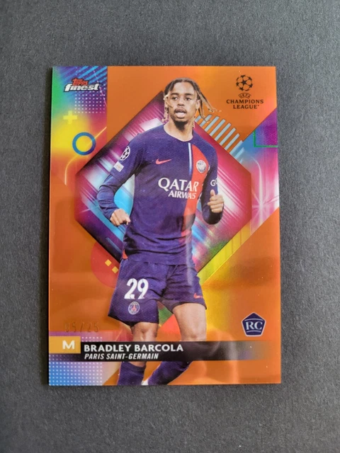 2023-24 TOPPS FINEST UCC, Bradley Barcola,/25, Rookie, Paris Saint ...
