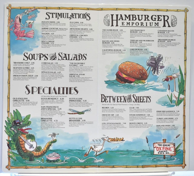 VINTAGE 1980S CAFE Brasserie Restaurant Menu Coconut Grove Hotel Miami ...
