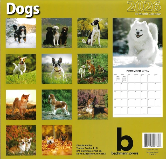 2026 DOGS 16-MONTH (Sept 2025 through Dec 2026) 12"x12" Wall Calendar ...