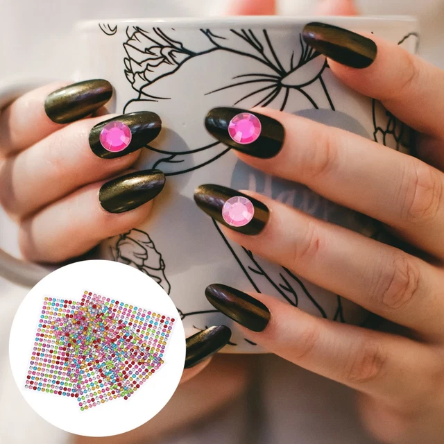 4 SHEETS STICK on Gems 3d Nail Art Charms Glitter Round Stickers $19.45 ...