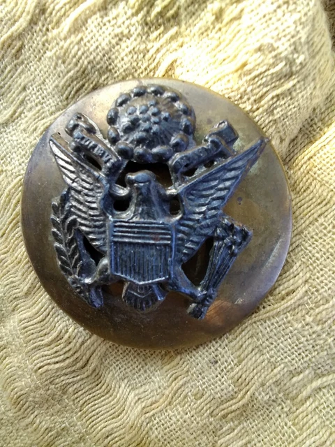 US ARMY WW2 Enlisted Visor Cap Badge SILVER EAGLE Hat Insignia Early ...