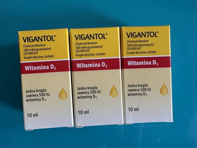 3 X VIGANTOL, vitamin D3 oral drops, 10 ml £30.00 - PicClick UK