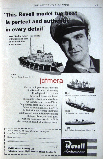 1958 REVELL MODEL Ship Kit AD Tugboat 'Long Beach' - Stanley Baker ...