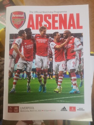 THE OFFICIAL MATCHDAY programme Arsenal v Liverpool wednesday, March 16 ...