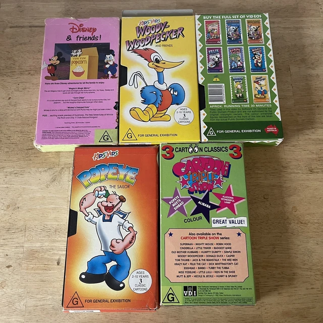 VINTAGE CHILDRENS VHS bundle x5 Popeye / Woody Woodpecker / Porky Pig ...