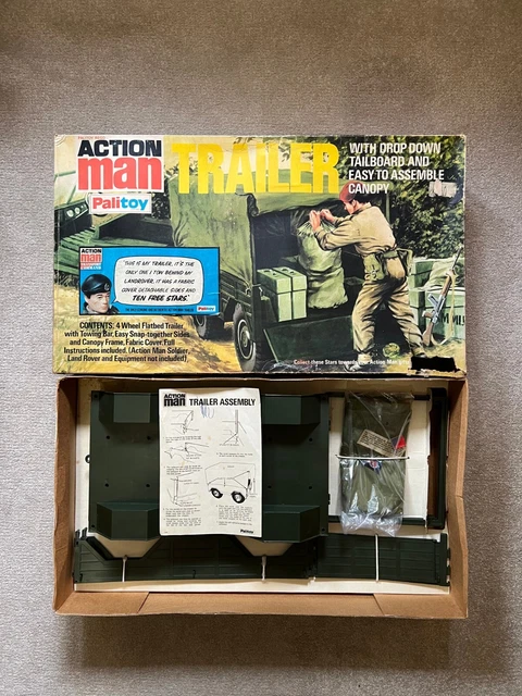 VINTAGE 1970'S PALITOY Action Man Landrover Trailer Assembly Boxed Nice ...